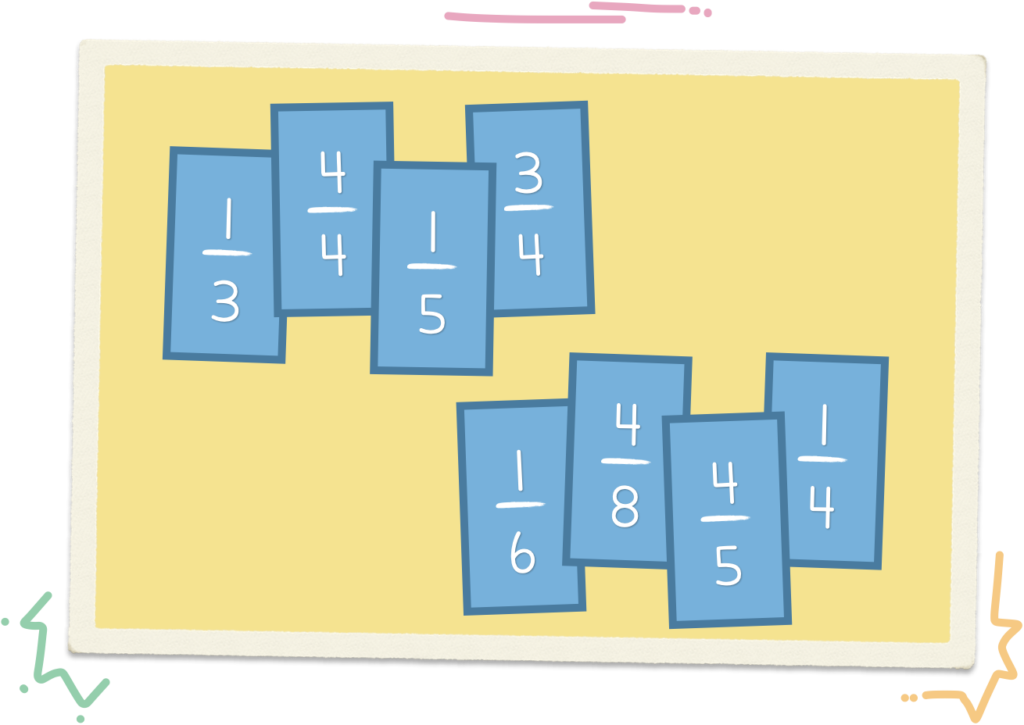 Juego de cartas: guerra de fracciones – del pupitre a las estrellas