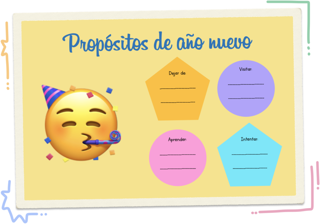 Ficha propósitos año nuevo – del pupitre a las estrellas